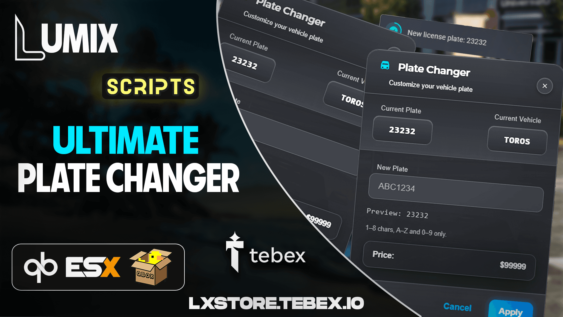 LX PLATECHANGER - Premium FiveM Script for Plate Customization | LXSTORE