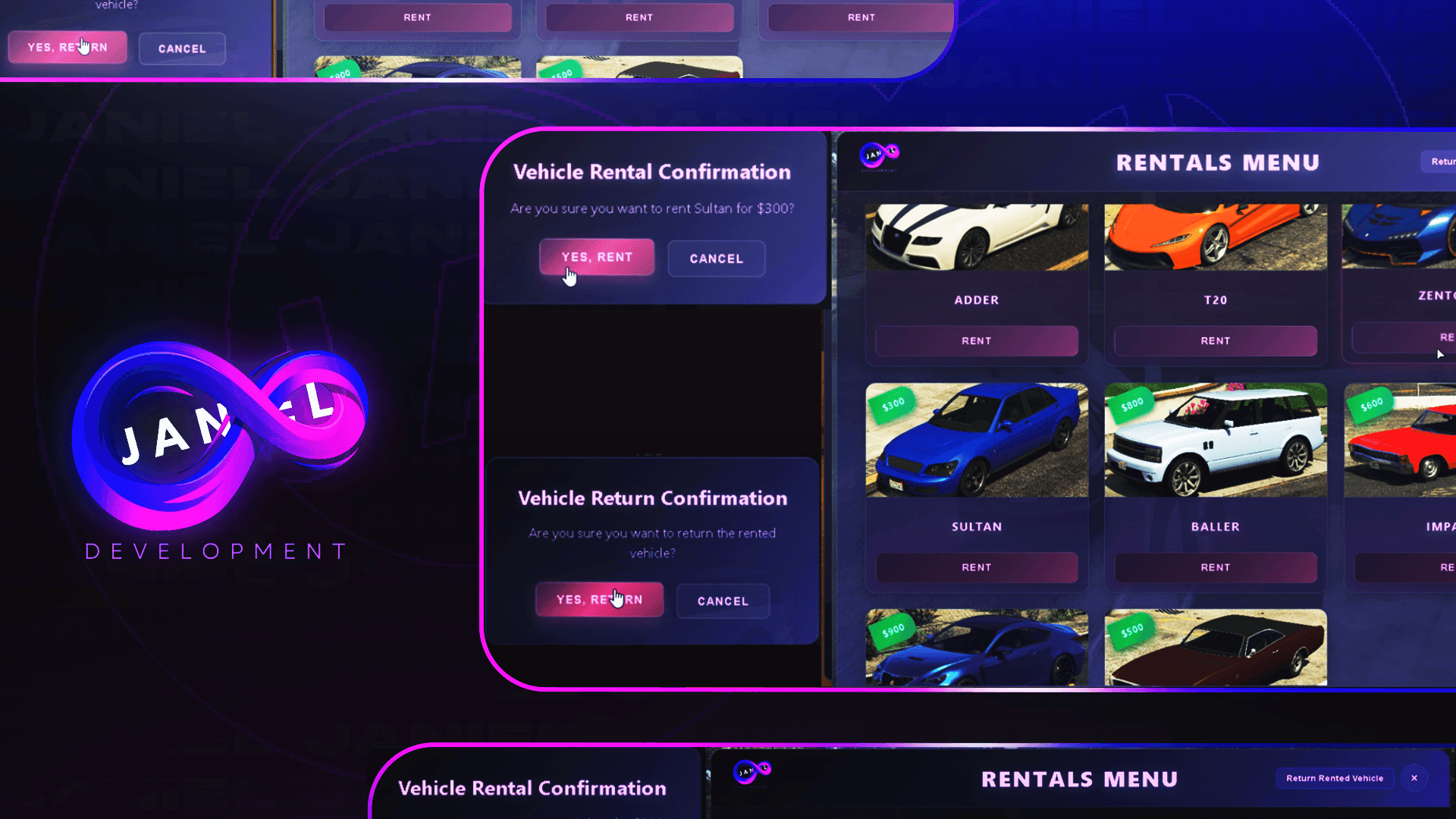 FiveM Rentals Script - Modern Car Rental Experience | Janiel Store