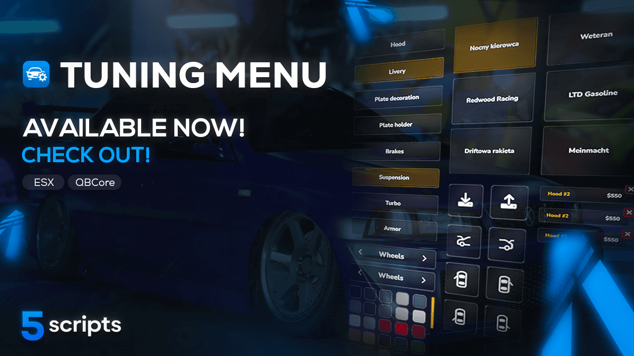 TUNING MENU - FiveM Script Vehicle Customization | 5scripts