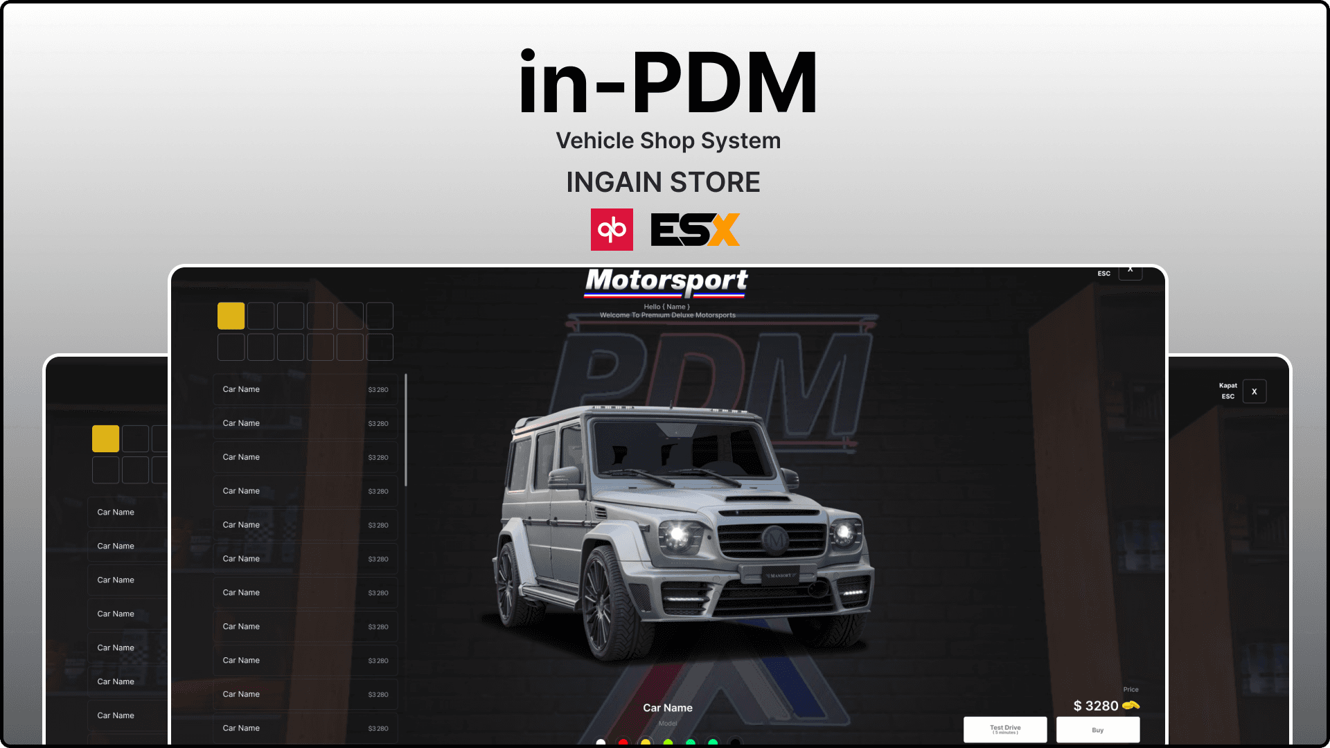 in-PDM Free Vehicle Dealership Script for FiveM | InGain