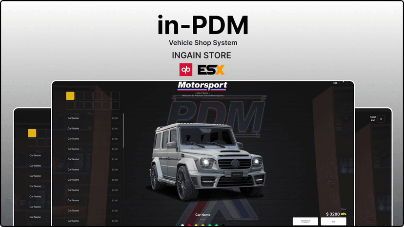 in-PDM Free Vehicle Dealership Script for FiveM | InGain